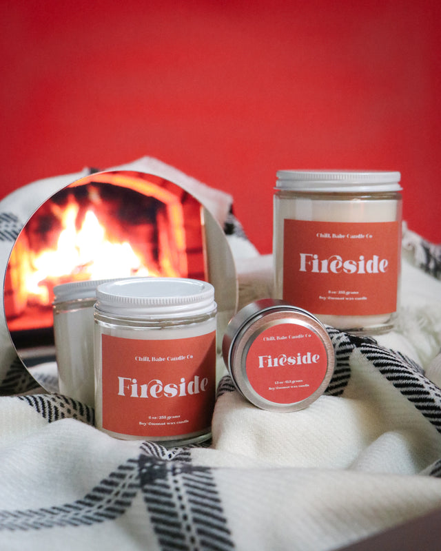 Fireside Candle | Vanilla + Smokey Woods - Chill, Babe Candle Co